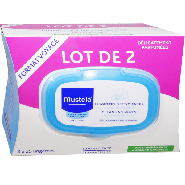 NSFP MUSTELA 2 X 25 LINGETTES NETTOYANTES